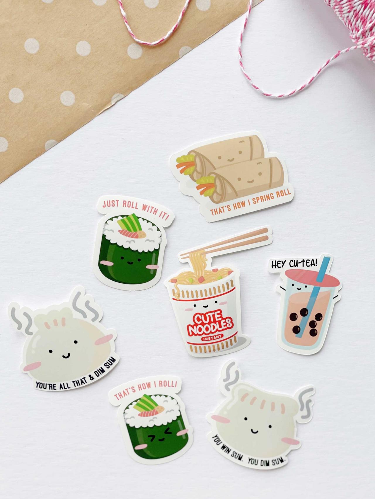 Dim Sum Funny Food Pun Waterproof Vinyl Stickers For Laptop, Notebook ...