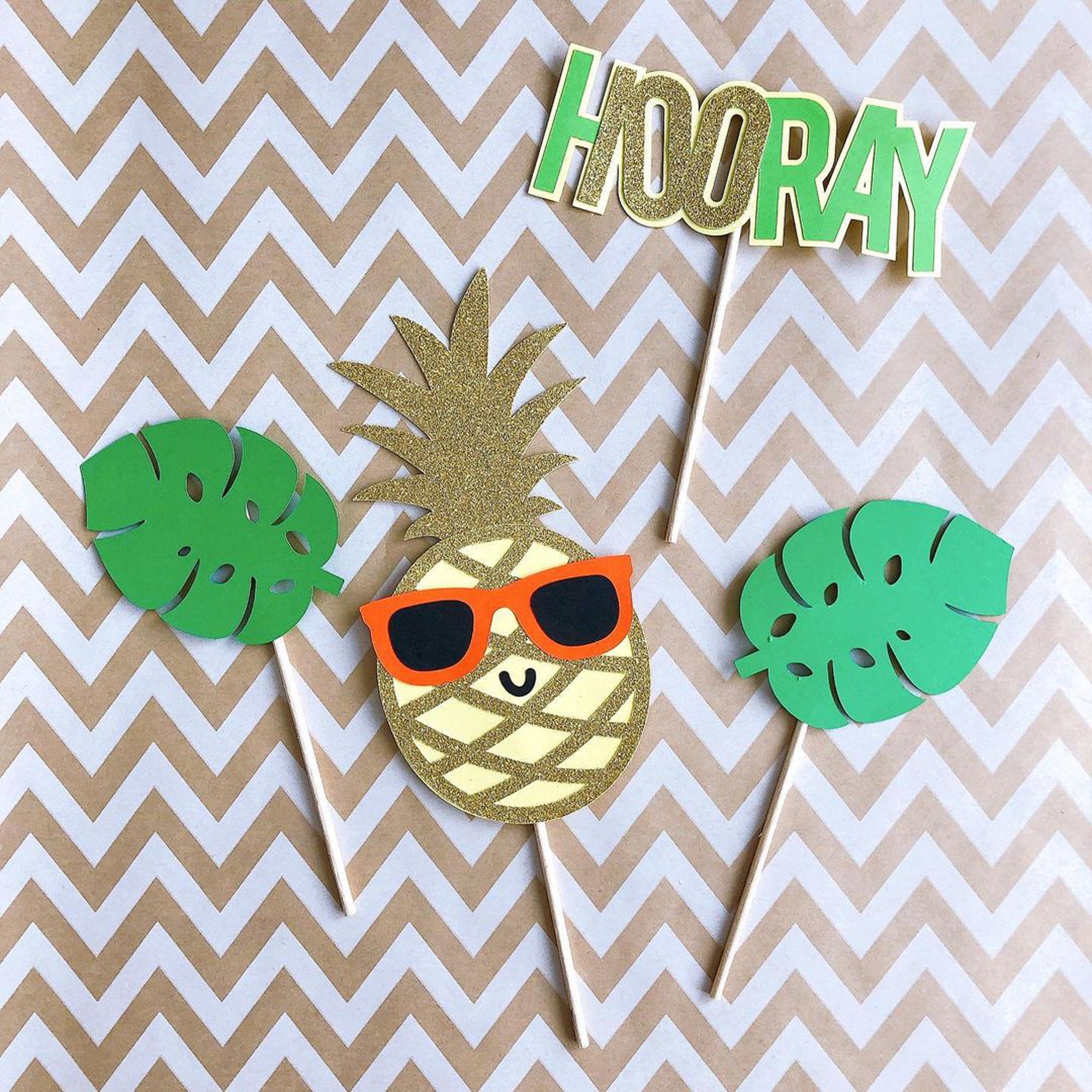 100 Days Birthday Cake Topper - Tropical Pineapple Party Supplies. on ...